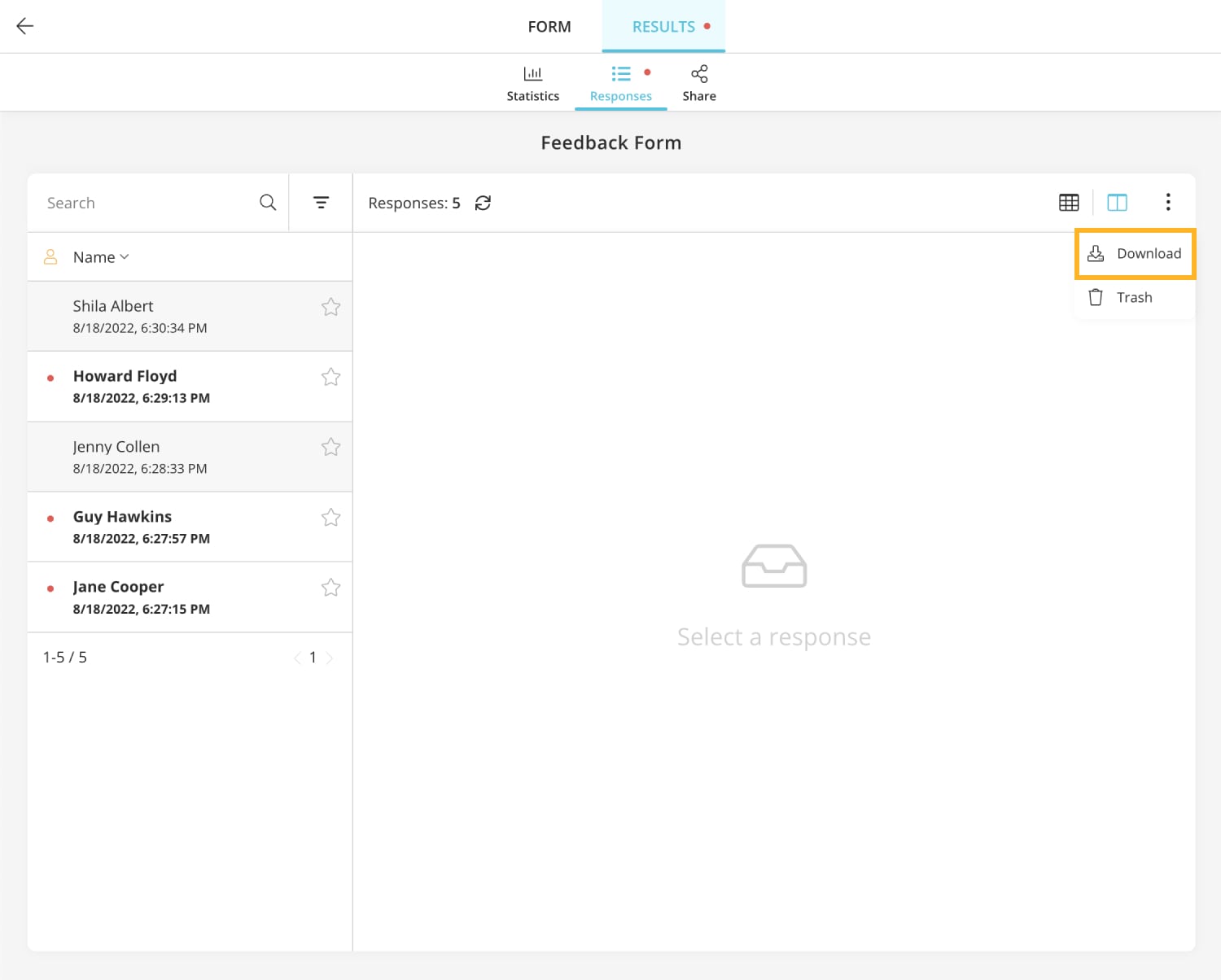 How to download form results | Help Center