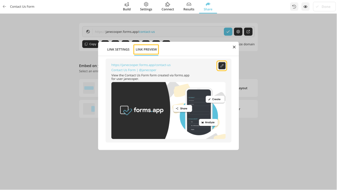 How to customize the form link preview | Help Center