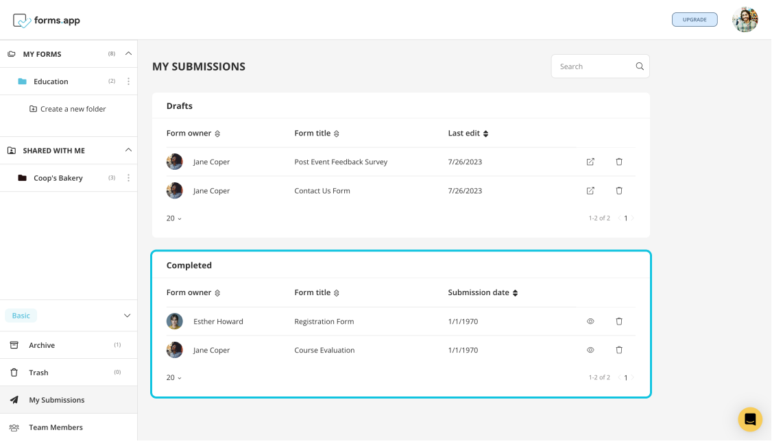 How to manage your drafts and submissions