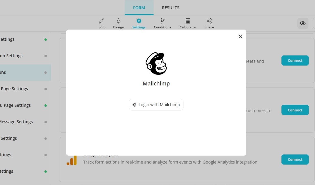 forms.app integrates with MailChimp