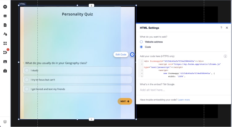 Embedding quizzes on a website (Steps & free templates)